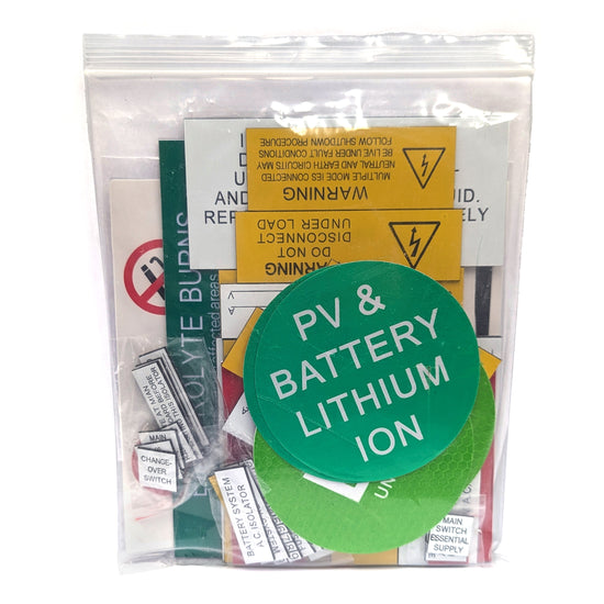 Battery Warning Label Set, Off-Grid & Hybrid – AI Energy Shop